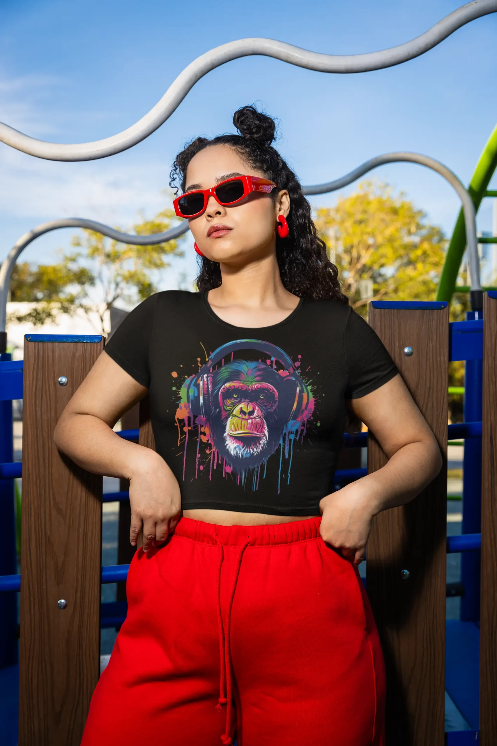 Monkey Drip - Black - Crop Top » Shoebill - Print Your Style